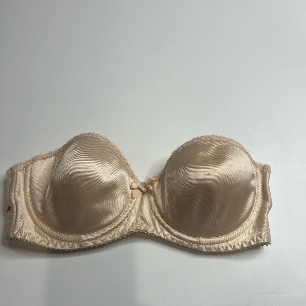 Vintage Henson Kickernick Strapless Bra Beige Satin 3… - Gem